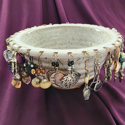 Earring Bowl Jewelry Bowl Earring Holder Jewelry Organizer Rustic White ...