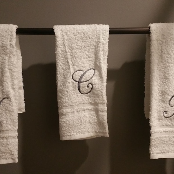 Square Framed Initial Towel Custom Monogrammed Initial on White Hand ...