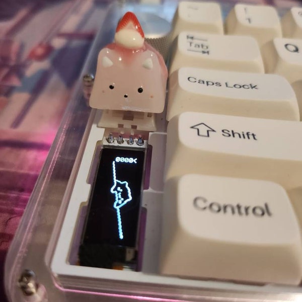 Strawberry Jelly Pudding Cat Keycap | Artisan Keycap | Resin Keycaps - Etsy
