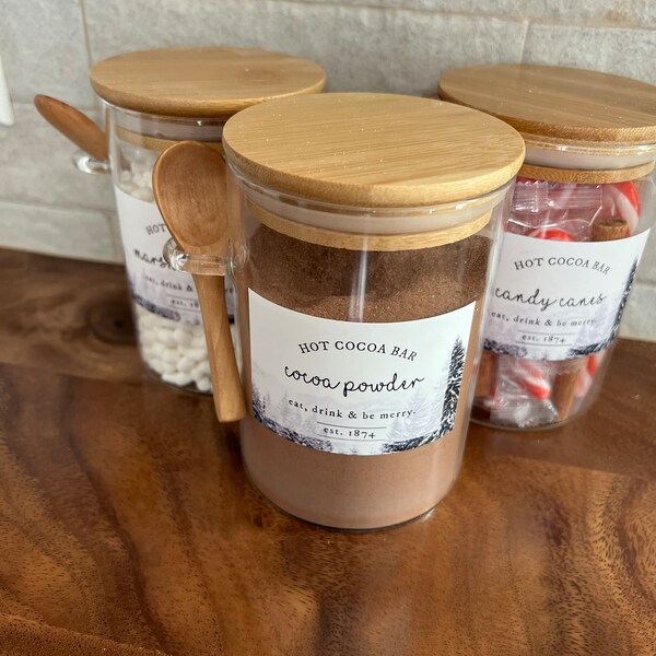 Christmas Home Decor, Hot Cocoa Bar Canisters, Mini Hot Cocoa Glass ...