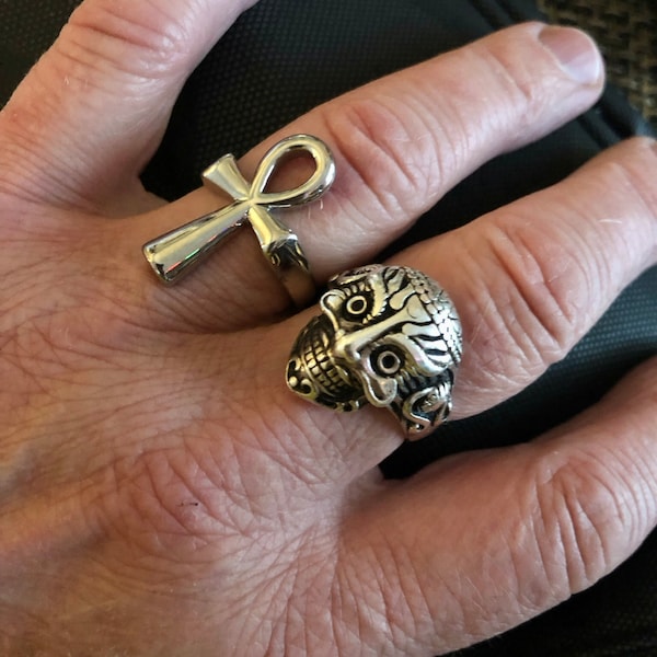 Vintage Silver Stainless Steel Gothic Egyptian Ankh Men Ring - Etsy