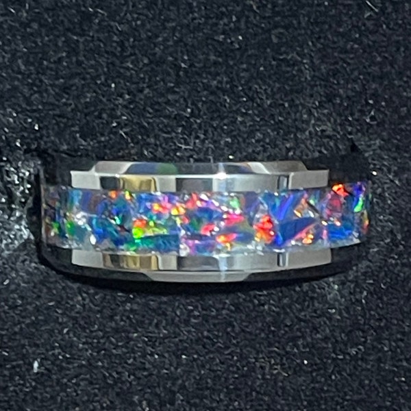 Blue Moon Glow Ring, Black Ceramic Ring With Moonstone and Glowing Blue ...