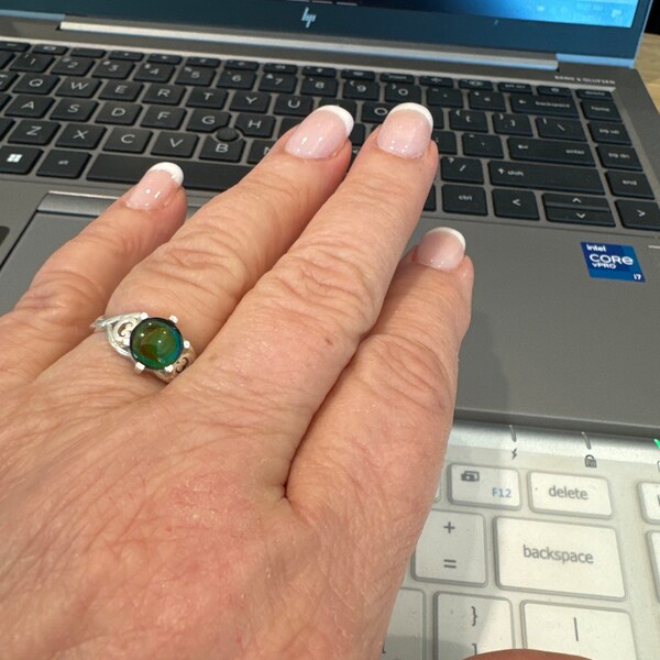 14K Gold Mood Ring, Dainty Ring for Women, Feeling Stone Ring, Colorful ...