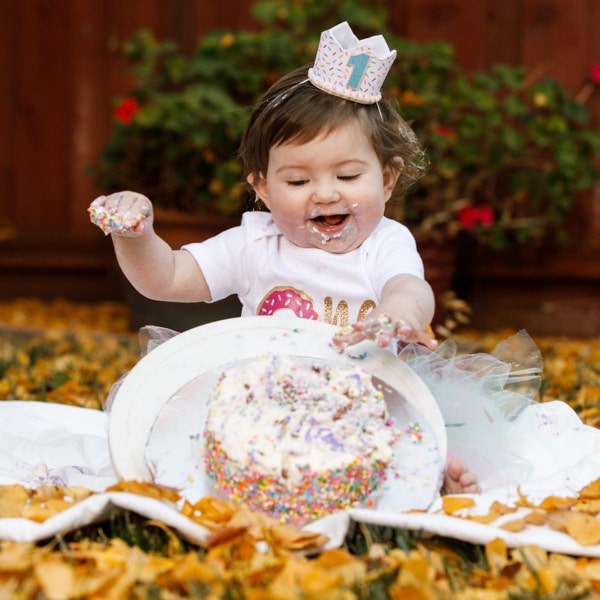 Sprinkle Mini Birthday Crown – Customizable Glitter Number, Pink Pom ...