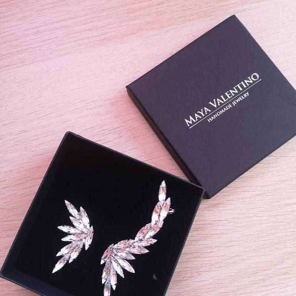 Royal Blue Ear Cuff Earrings, Sapphire Blue Bridal Ear Climber Earrings ...