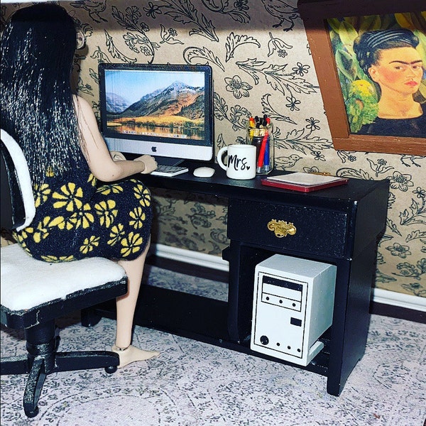Dollhouse Miniature Computer Mini Desktop Mini Laptop Dollhouse ...
