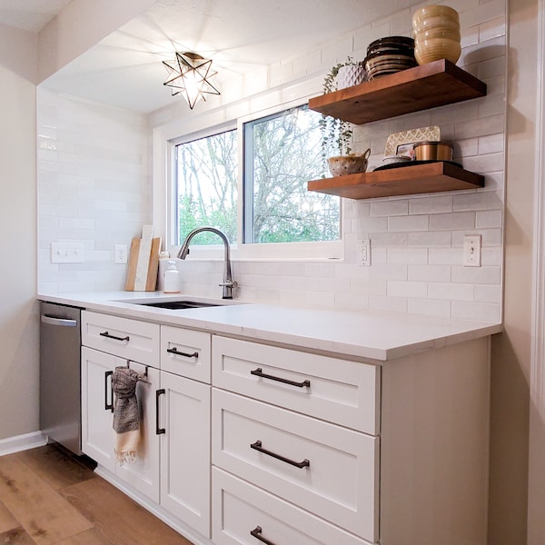 HEAVY DUTY Floating Shelves, Rustic Kitchen Wood Floating Shelf, Custom ...