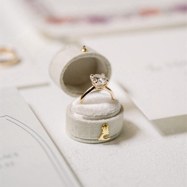 The Georgian Vintage Oval Ring Box, Engagement, Proposal, Linen ...