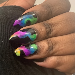 Neon Smoke Nails Smoke Nails Neon Neon Nails Nails Press on Nails False ...