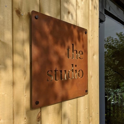 Square Corten Steel House Sign, Rusty House Steel, Name Sign, Weathered ...