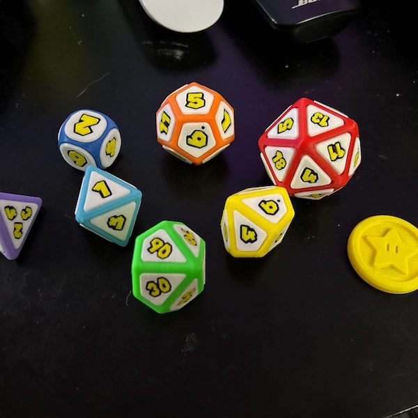 Dnd Dice Set Mario Themed - Polyhedral Dice for RPG - D4 D6 D8 D10 D ...