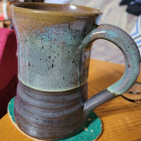 Turquoise Coffee Mug With Carved Texture, Handmade Mug - Etsy