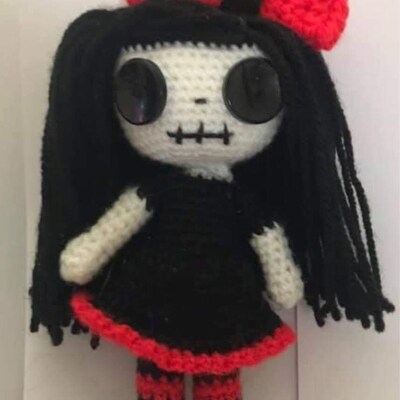 Poppy the Goth Doll, Crochet Pattern, Amigurumi, Button Eyes, Witchy ...