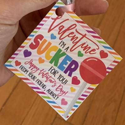 Valentine Sucker Tags, I'm a Sucker for You Valentine Candy Gift Tag ...