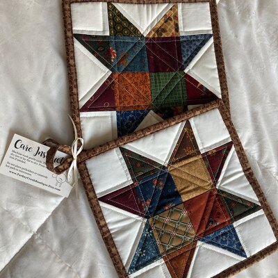 Blue Patchwork Hot Pads, Set of 2 - Etsy