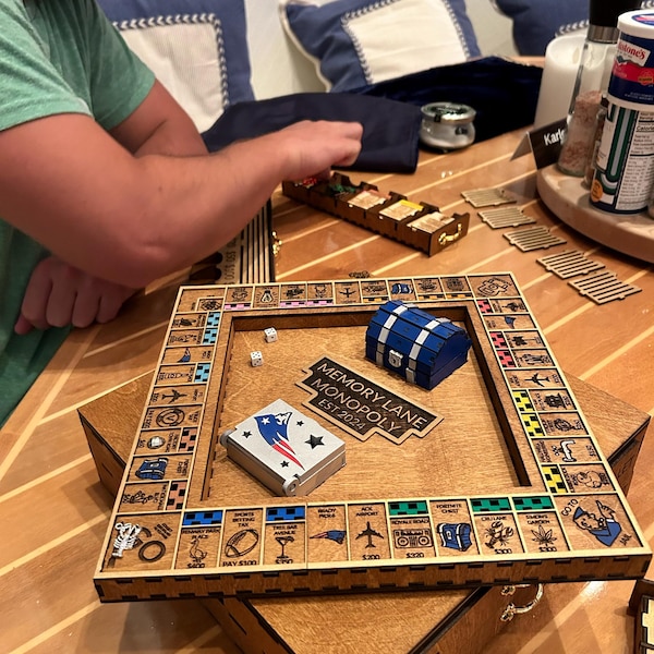 FULLY Personalised Customopoly Wooden Board Game With Turntable, Bank ...