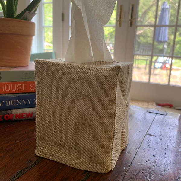 Linen Tissue Box Cover 100% Woven Linen With Cotton Muslin Lining ...