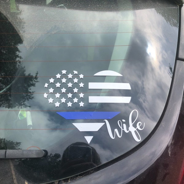 Thin Blue Line Flag Decal, Police Flag, Police Wife, Blue Lives Matter ...