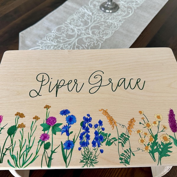 Toddler Step Stool, Floral Step Stool for Kids, Personalized Childrens ...