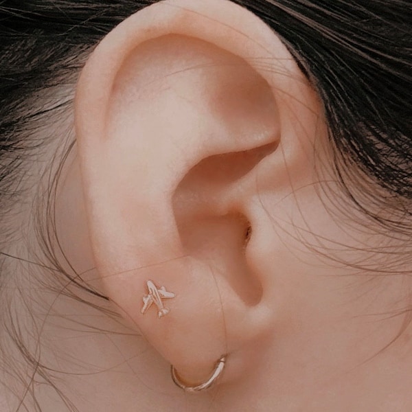 Dainty 14k Solid Gold CZ Cross Piercing, Minimalist Cross Helix, Tiny ...