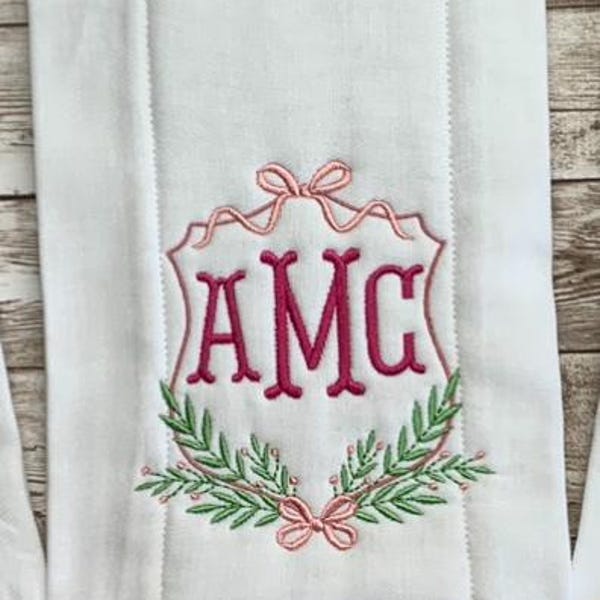 Bows and Branches Monogram Baby Floral Crest Stitch Machine Embroidery ...