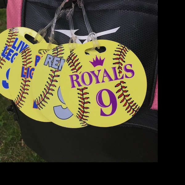 CUSTOM Personalized Girls Softball Fastpitch Bat Bag ID Bag Tag for ...