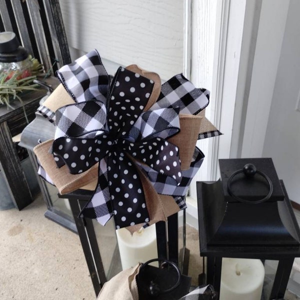 Everyday Lantern Bow Everyday Wreath Bow Decor Bow Everyday Bow Farmhouse Bow Rustic Black Bow ...