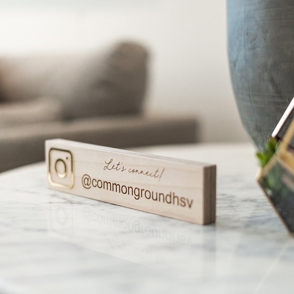 Social Media Sign | Small Shop Wooden Sign | Minimalist Business ...