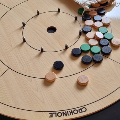 Crokinole Board Game 'dark' Tournament Board, Discs, Carrom Powder ...