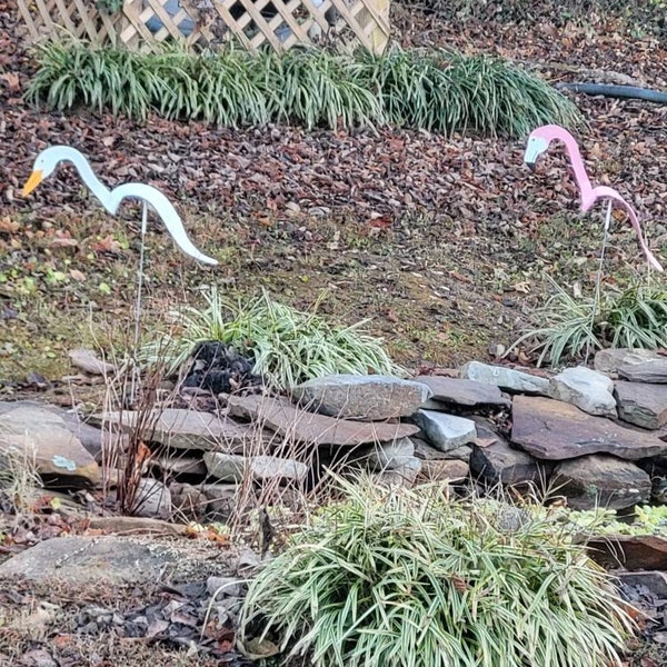 1 Large Egret Black Beak Bobbing Bird PVC Dancing Balancing Sculpture ...