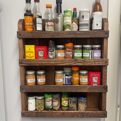 Rustic Spice Rack Wooden Spice Rack Wall Mounted Spice Rack - Etsy
