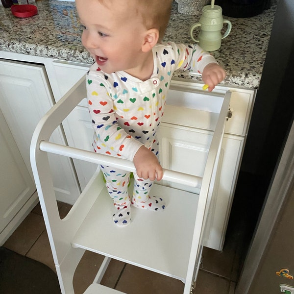 2-in-1 Convertible Toddler Step Stool for Kids Montessori Tower Kitchen ...
