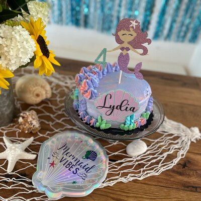 Custom Mermaid Cake Topper With Shell - Etsy