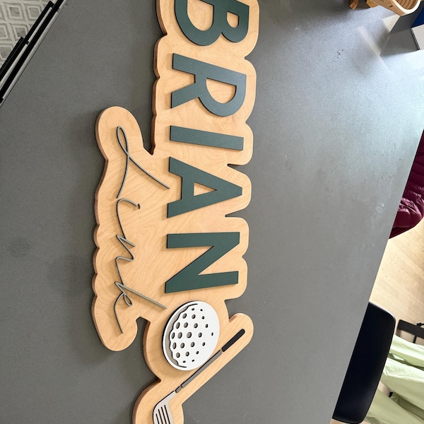 Golf Name Sign, Large Wood Name Sign, Nursery Name Sign, Sports Nursery ...