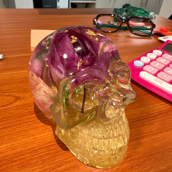 Custom Resin Skulls With Real Flowers. Roses, Carnations, Sunflowers ...