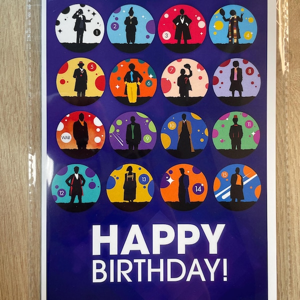 Doctor Who Birthday Card – Every Doctor Design, A5 Sci-fi Greeting for ...