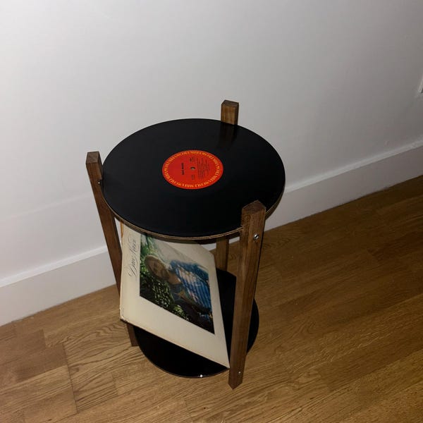 Record Table, Two Shelf LP Retro Record Side Table, Plant Stand - Etsy