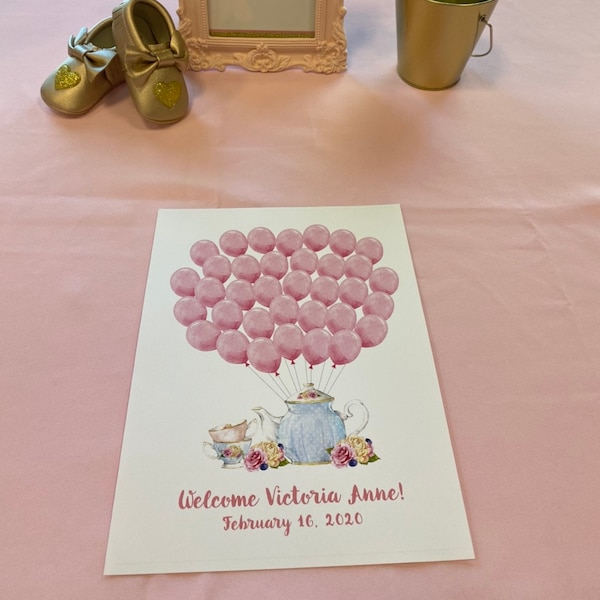 Tea Party Baby Shower Guest Book, Tea Party Bridal Shower Gift, Tea ...