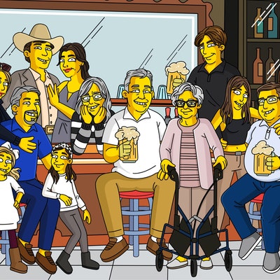 The Moe's Bar Background Crowded Bar Scene, Custom Simpsons Portrait ...
