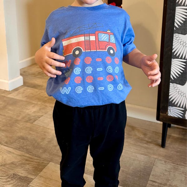 Baby/toddler Firetruck Shirt, Kids Fire Engine Shirt, Trendy Vehicle ...