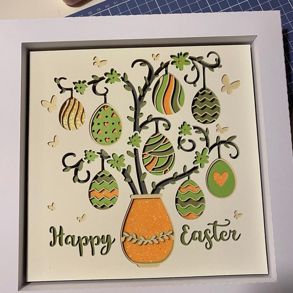 3D Easter Egg Tree Shadow Box, Happy Easter SVG, Easter Tree Shadowbox ...
