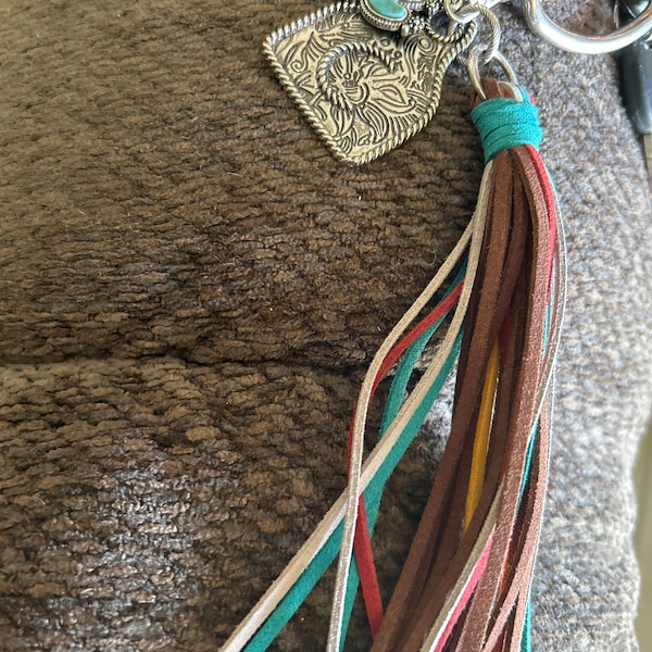Initial Monogram Keychain/ Turquoise Charm/initial Cattle Ear Tag ...