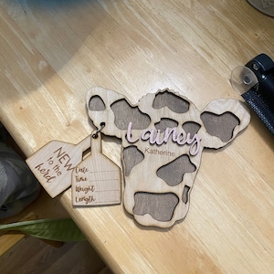 Cow Tag Baby Milestones, Baby Shower Gift, Baby Boy, Birth Announcement ...