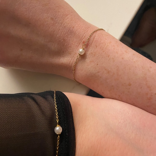 14K Pearl Friendship Bracelet • Friendship Gift • Friend Birthday Gift • BFF Bracelet • Gift for ...