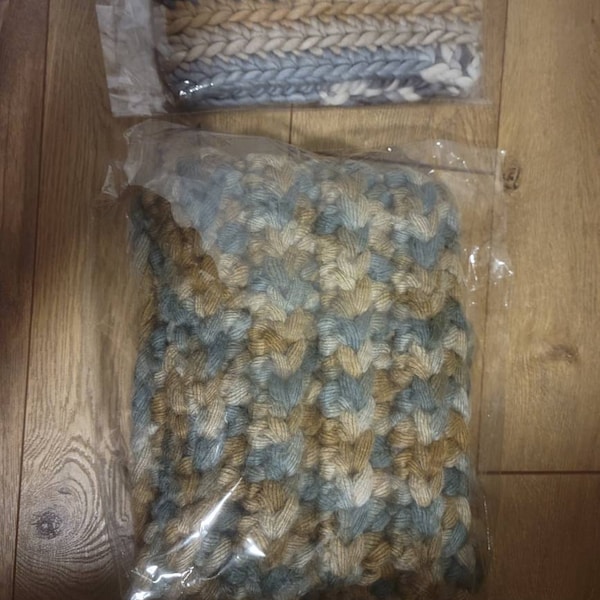 Handmade Crochet Long Infinity Scarf Multicolor 8.5x62 Caron Blossom ...