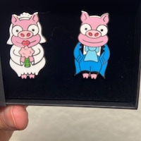 Simpsons Wedding Cuff Links Pig Bride and Groom Enamel Lisa's Wedding ...