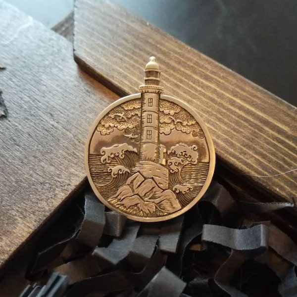 Handmade Lighthouse Pendant, Raging Ocean Jewelry - Etsy