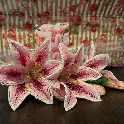 Beaded Lily, French Beaded Flowers, Lily Branch, Garden Lily, Easter ...
