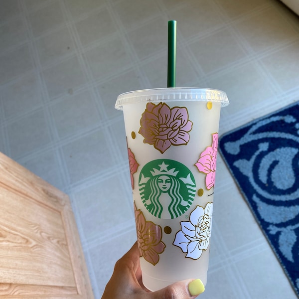 Hibiscus Custom Hibiscus 24oz Cold Cup, Flower Cup, Floral Cup ...