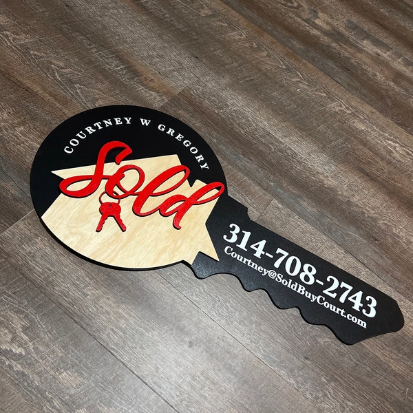 Sold Key Sign, Orange 3D Realtor Closing Custom, Sold Real Estate Agent ...
